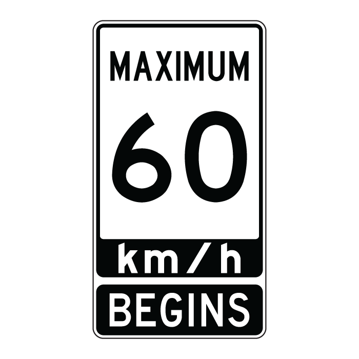 RB3, Maximum Speed km/h Begins, 60x110cm | Cedar Signs Inc.