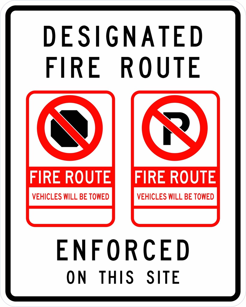 SFR28, Designated Fire Route, 60x75cm | Cedar Signs Inc.